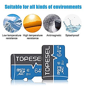TOPESEL 64GB Micro SD Card SDXC 2 Pack Memory Cards UHS-I TF Card Class 10 for Camera/Phone/Galaxy/Drone/Dash Cam/GOPRO/Tablet/PC/Computer(2 Pack U1 64GB)
