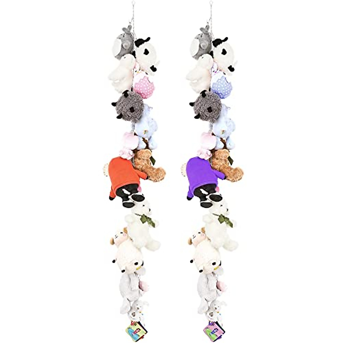 Mkono Stuffed Animal Storage Metal Toy Chain Hanging Stuff Toy Display Organizer Holder Simple Kids Toys Chain with 20 Clips Stuff Animals Hanger for Nursery Play Room Kid Room, 2 Pieces