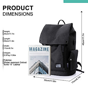 WindTook leisure backpack for Women College Book Bag Travel Work Daypack Laptop Computer Bag with USB Charging Port Suits 15 Inch Notebook, Black