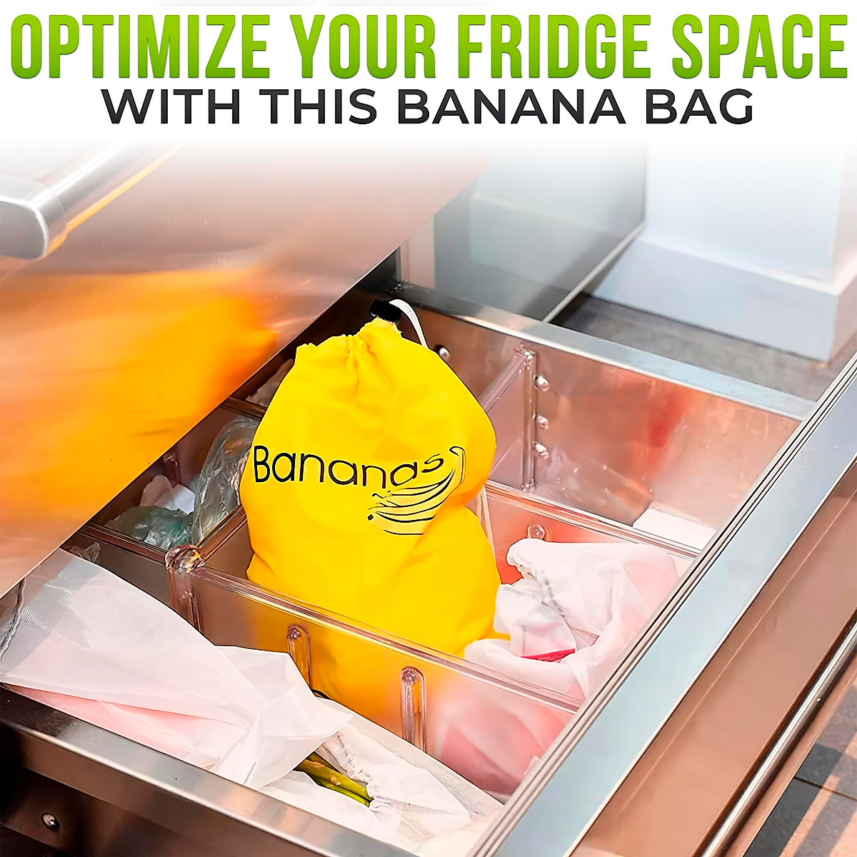 Banana Bag Yellow Products Bag - Fruit and Vegetable Storage Magic Bag Fruit Organizer for Refrigerator Reusable Grocery Bags - Washable Storage Bag Potato Sack Reusable Food Saver Bags Seed Sack Bags