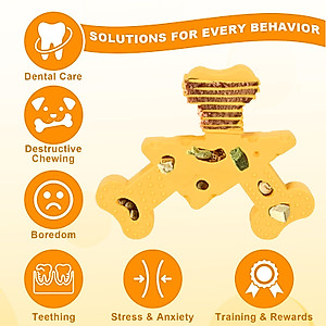 Generic Novel Multipurpose Running Cheese Chew Bone Toys with Treats Pocket for Aggressive Chewers - Durable Nylon Dog Toys with Cheese Flavor for Large Medium and Small Breeds