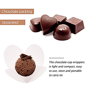 Cabilock 100Pcs Chocolate Wrappers Paper Truffle Chocolate Cups Liners Candy Cups Dessert Base Baking Supplies for Biscuit Cake Making White