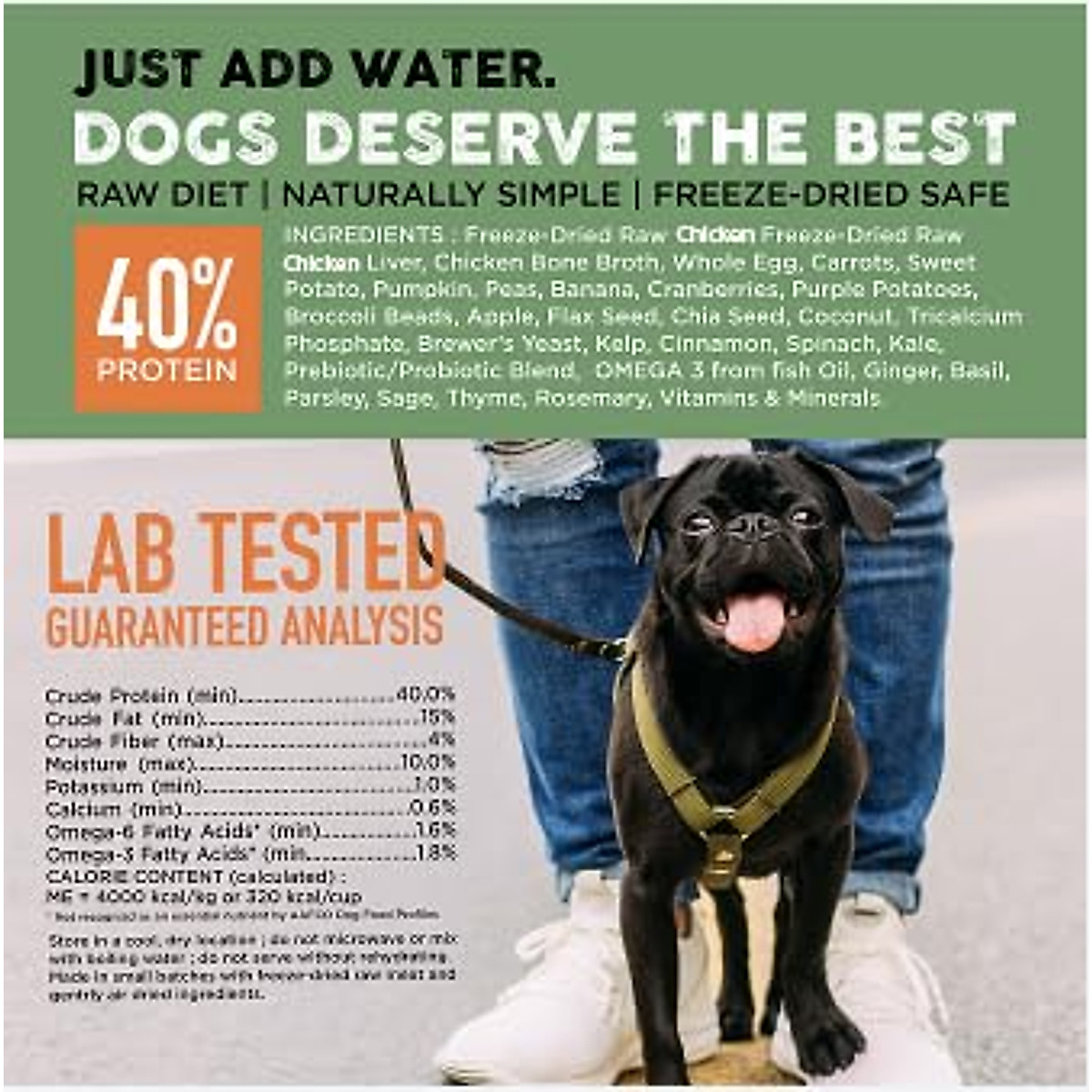 Nature's Diet Simply Raw® Freeze-Dried Raw Whole Food Meal - Makes 18 Lbs Fresh Raw Food With Muscle, Organ, Bone Broth, Whole Egg, Superfoods, Fish Oil Omega 3, 6, 9, Probiotics, Prebiotics (Chicken)