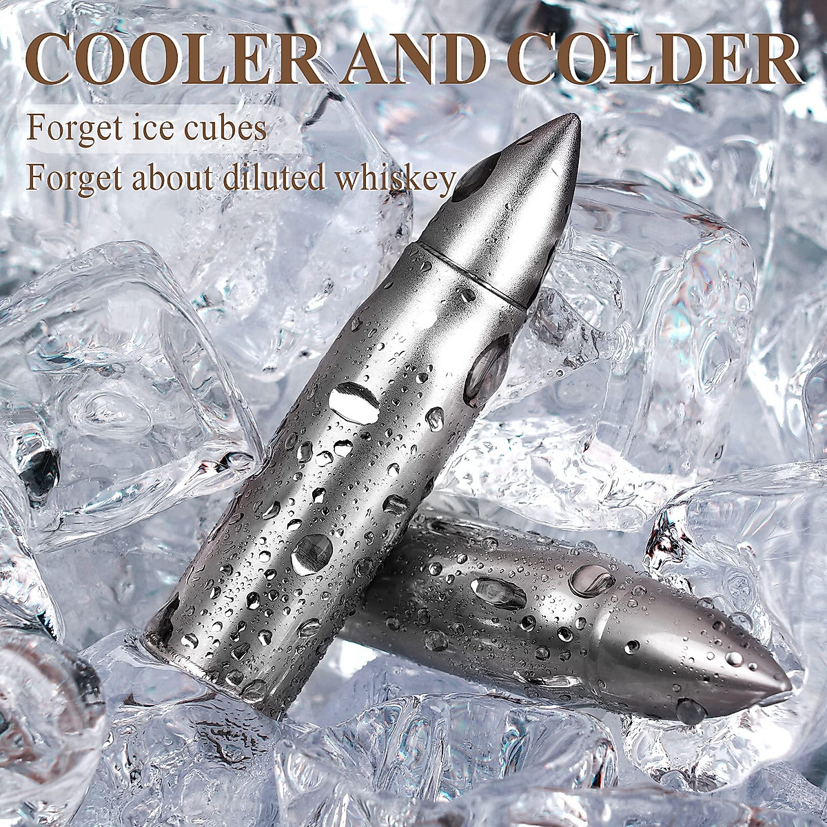 Gifts for Men, 6 pcs Golden Whiskey Stones & 6 pcs Silver Whiskey Stones, Christmas Stocking Stuffers, Cool Birthday Gift Idea for Dad Husband Brother, Bourbon Gifts for Beer Lovers & Whiskey Lovers