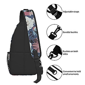 Greexy Watercolor Flowers Sling Backpack Crossbody Shoulder Bags for Women Men Causal Daypacks Chest Bag Hiking Travel Sport Climbing Runners
