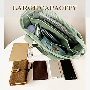 Dosomig Large Capacity Multi-Pocket Handbag Canvas Bag Japanese Handmade Tote Crossbody Bag for Work Daily Travel (Gray)