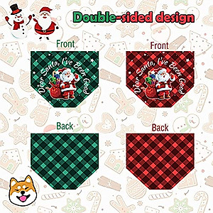 2 Pack Christmas Dog Bandanas, Classic Buffalo Plaid Pets Scarf Triangle Bibs Kerchief with Santa Pattern, Dog Christmas Costume Accessories for Small Medium Large Dogs (27.56" *18.9" *18.9")