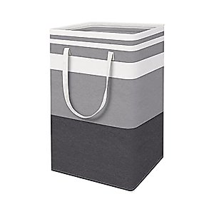 Large Laundry Basket, Waterproof, Freestanding Laundry Hamper, Collapsible Tall Clothes Hamper with Extended Handles for Clothes Toys in The Dorm and Family-(Gr