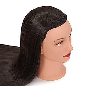 Headfix 26"-28" Long Hair Mannequin Head Stnthetic Fiber Hair Hairdresser Practice Styling Training Head Cosmetology Manikin Doll Head With Clamp Stand (6F1919LB0220)