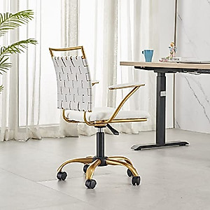 CAROCC White Gold Office Chair White and Gold Desk Chair Office Chair in White and Gold Modern Home Office Chair Gold White Office Chair Gold Legs(Gold White)