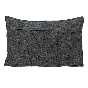 Creative Co-Op 24 Inches Cotton Blend Lumbar Jute Embroidery, Charcoal and Natural Pillow, Gray