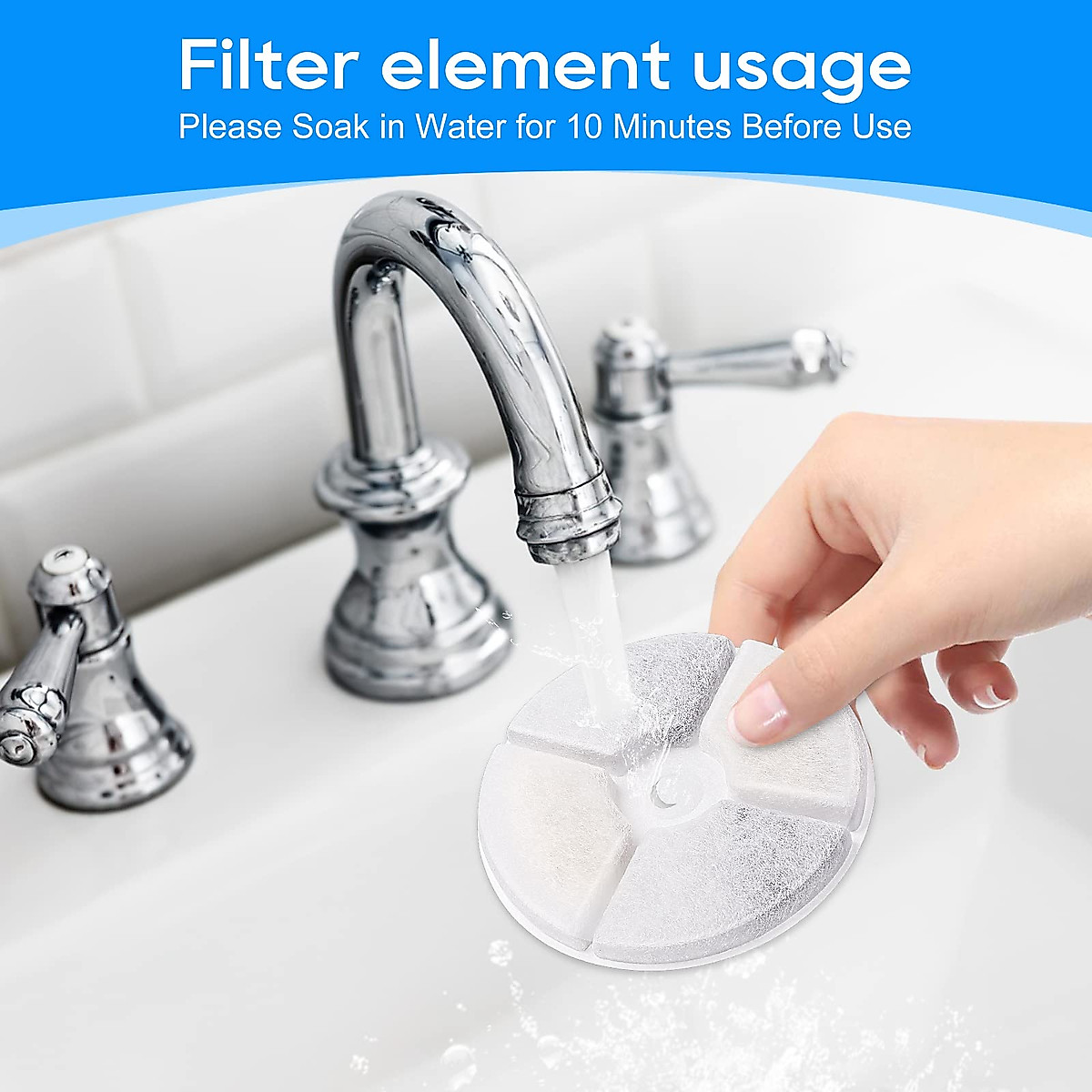 MyfatBOSS Cat Water Fountain Filter, 16 Pack Pet Fountain Filters, Pet Fountain Filter Replacement, Cat Water Filter Replacement for Pet Water Fountain