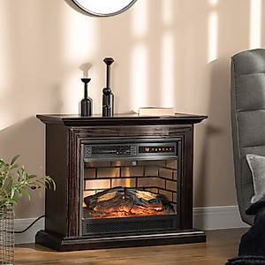 HOMCOM 31" Electric Fireplace with Dimmable Flame Effect and Mantel, Freestanding Space Heater with Log Hearth and Remote Control, 1400W, White
