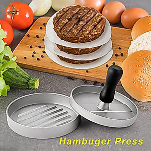 HaSteeL Aluminum Burger Press, Smash Hamburger Press with 60 Waxed Papers, Non Stick Burger Patty Maker Mold for Stuffed Ground Beef/Sliders/Sausage/Veggie/Salmon Patties BBQ, Dishwasher Safe-1PCS