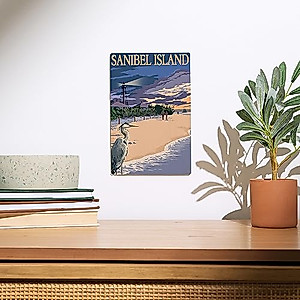 Lantern Press 6x9 Inch Wood Sign, Ready to Hang Wall Decor, Sanibel Island, Florida, Lighthouse