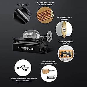ATOMSTACK R3 Pro Laser Rotary Roller, Engraving Auxiliary Module for Laser Engraver, 360° Y-axis Rotating Roller for Carving of Goblet/Cylindrical/Round/Oversized Objects (R3 Pro Rotary Roller)