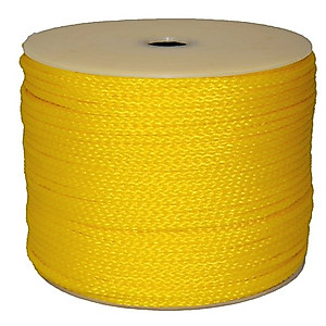 T.W Evans Cordage 27-301 1/4-Inch by 250-Feet Hollow Braid Polypro Rope, Yellow