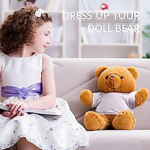 12 Pcs Bear Shirts White Basic Tee Shirt Bear Clothes Bear White Shirt Classic White T Shirt for Bears Plush Bear Clothes Crew Neck Stuffed Animal T Shirt Fit 14-18 Inches Stuffed Bear Dolls