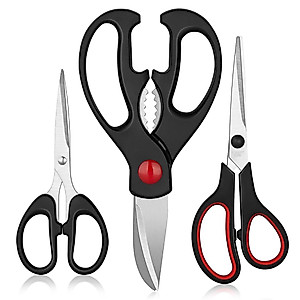 Kitchen Shears Set - QtoiKce Kitchen Scissors 3 Pack All Purpose Poultry Shears,Stainless Steel Sharp Utility Cooking Scissors for Home