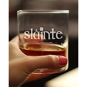Slainte Irish Cheers - Whiskey Rocks Glass - Funny St Patricks Day Party Decor or Gifts - 10.25 Ounce