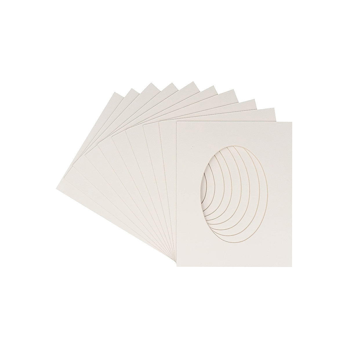 Textured White Acid Free 11x14 Oval Picture Frame Mat with White Core Bevel Cut for 8.5x11 Pictures - Fits 11x14 Frame - Pack of 10 Matboard Show Kits With Acid Free Backings & Clear Bags