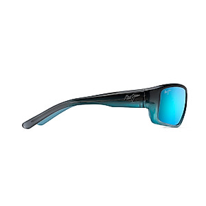 Maui Jim Men's and Women's Barrier Reef Polarized Wrap Sunglasses, Blue w/Turquoise/Blue Hawaii, Medium