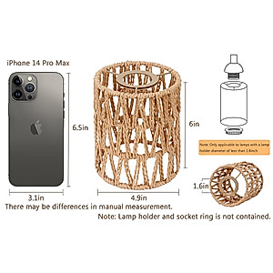 2 Pack Rattan Lamp Shade, Retro Small Wicker Lamp Shade Replacement, 6in Height, 4.9in Diameter, Woven Lampshade for Floor Lamps, Pendant Light, Chandelier, Desk lamp, Wall Sconces Light Fixture