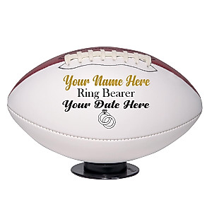 Ballstars Personalized Custom Mini Ring Bearer 6 Inch Football Without Base | Official Size 1 | Customized Football for Ring Bearer, Bridal Party, Wedding