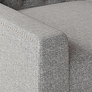 ZKZLAT 78.75'' 3-Seater Sofa, Button Tufted Backrest with Comfy Cushion, Mid Century Modern Couches for Living Room, Upholstered Comfy Sofa Couch for Bedroom, Apartment, Gray