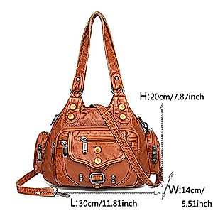 Sfly Women Satchel Shoulder Bag Washed Synthetic Leather Handbag Retro Soft Leather Tote Bag Ladies Hobo bag