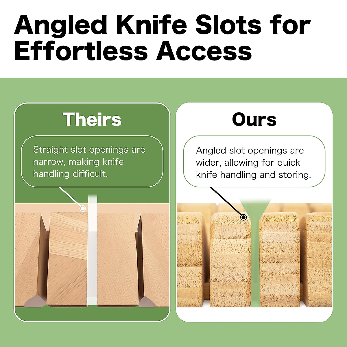 Shenzhen Knives - White Ceramic Knife Set - 3-Piece Kitchen Knives AND Large In-Drawer Bamboo Knife Block: 11 Slot (2 Pack Bundle)