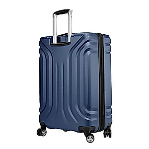 Skyway Nimbus 4.0 Expandable, Durable Hardside, 4 Wheel Spinner, Lightweight Suitcase, Unisex, Stylish, Maritime Blue, Checked-Medium 24-Inch