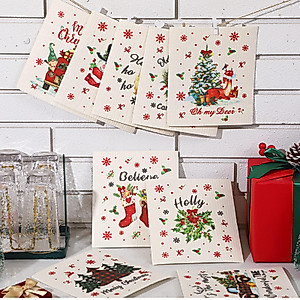 Yinder 9 Pieces Christmas Swedish Kitchen Dishcloths Reusable Swedish Cleaning Cloths Absorbent Fast Dry Kitchen Towels for Kitchen Bathroom Office Wedding Housewarming