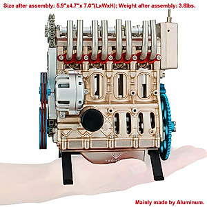 DjuiinoStar Vehicle Engine Model Assembly Kit (300+ Pieces Components, 5 Hours Assembly Time), Four-Stroke Straight-Four Gas Engine Working Model, 4 Cylinder Engine Kit DM13-1
