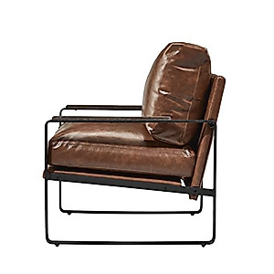 Ball & Cast Mid Century Upholstered Accent Chair Retro Design Armchair with Metal Frame, Brown