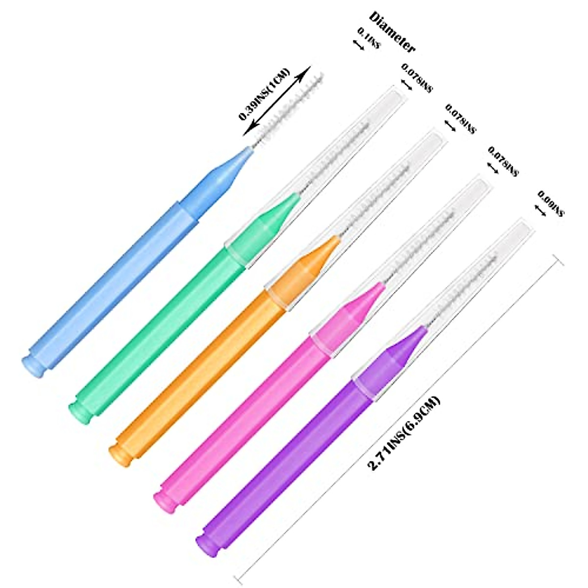 EasyHonor Braces Brush for Cleaner Interdental Toothpick Dental Tooth Flossing Head Oral Hygiene Flosser Cleaners Cleaning Tool (5Colors,75pcs)