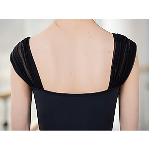 Whitewed Ballet Leotard Women Short Sleeve Gymnastics Ballet Bodysuit Dancewear Black
