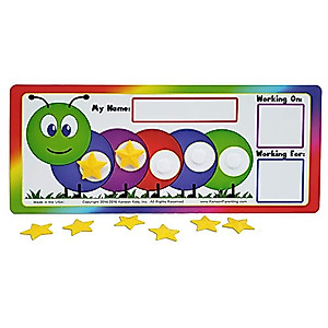 Kenson Kids “I Can Do It!” Caterpillar Token Board 10 Pack – Dry Erase Classroom- Student Incentive Star Charts - Ages 3-10 - Positive Reinforcement Boards with Customizable Goal Box-Measures 5 x 11”