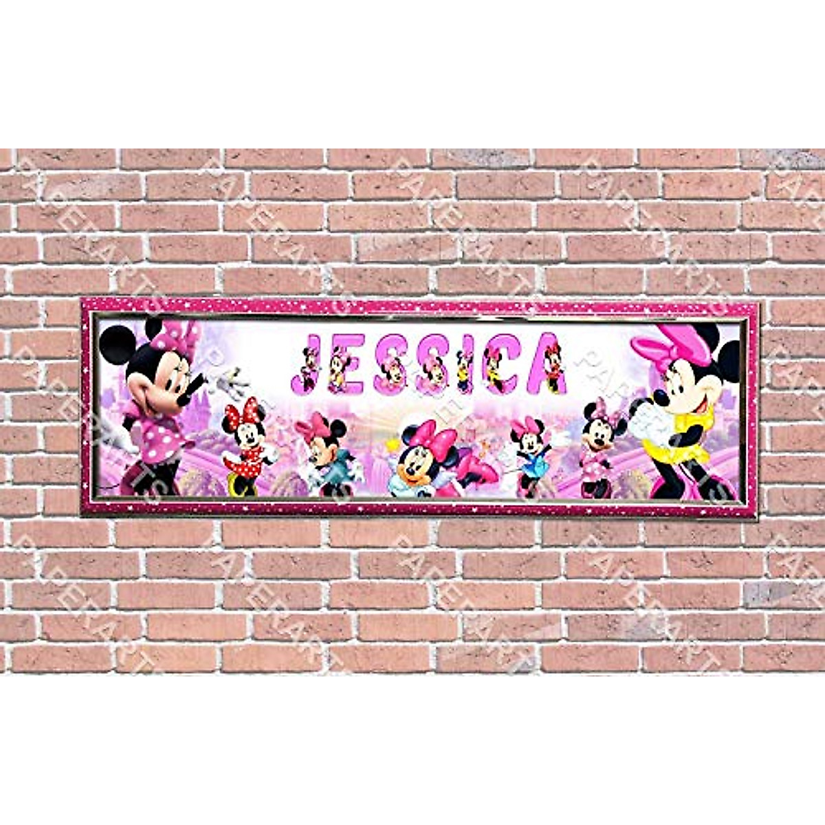 Minnie Mouse #2 - Personalized Birthday Name Poster with Custom Name On it, Border Mat and Frame Options