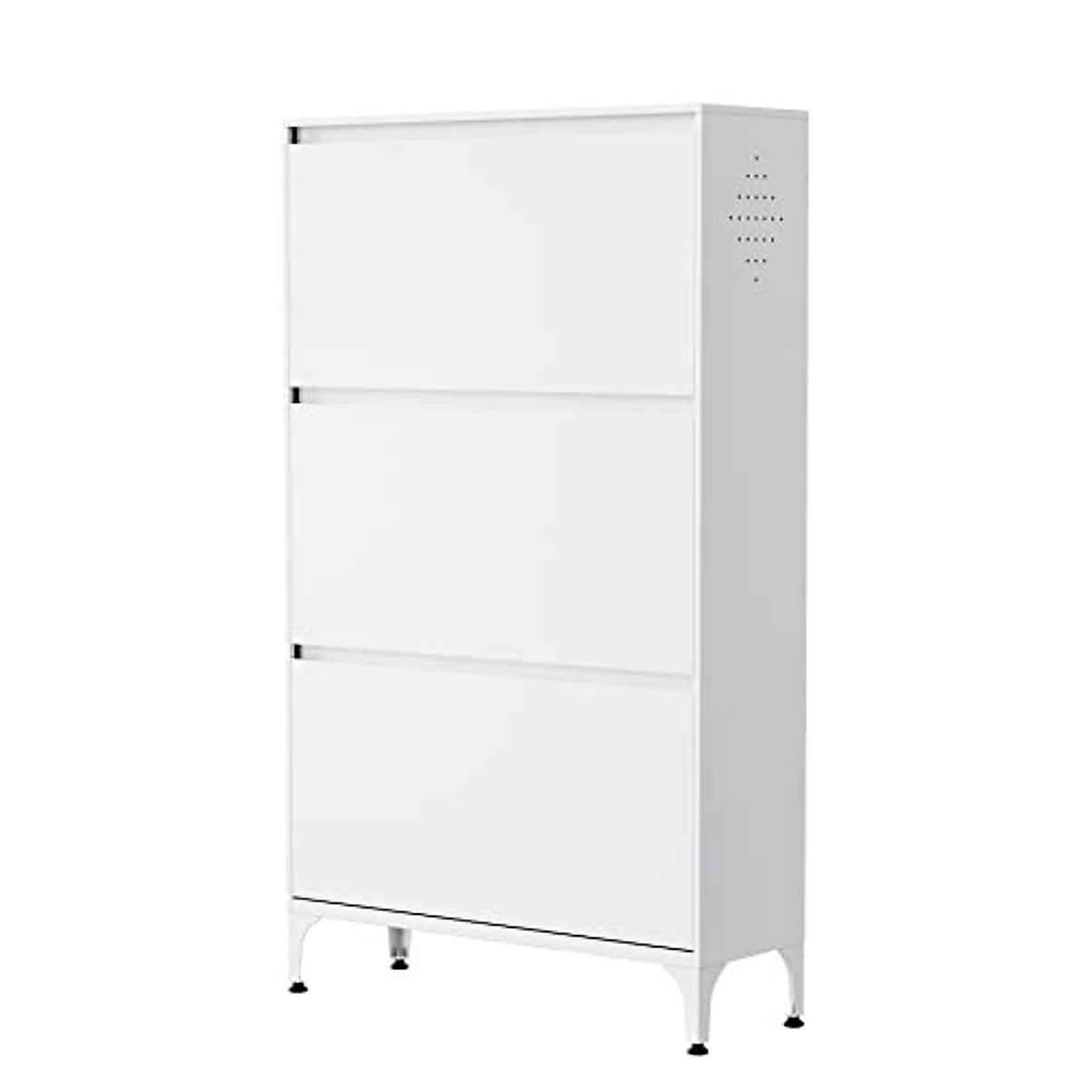 WIILAYOK Shoe Cabinet - Freestanding or Wall Mounted Shoe Storage Organizer with 3 Flip Drawers and Adjustable Shelves - Ideal for Entryway, Hallway, Closet - White