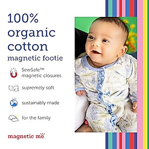 Magnetic Me Footie Pajamas 100% Organic Cotton Baby Girls Sleepwear Quick Magnetic Fastener Sleeper Strawberries and Cream 0-3 Months