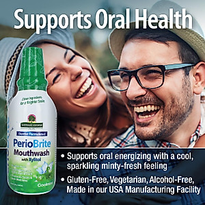 Nature's Answer Periobrite Cool Mint All-Natural Mouthwash | Promotes Healthy Teeth & Gums | Fights Bad Breath | Flouride-Free, Alcohol-Free & Gluten-Free | No Articial Preservatives 16oz (2 Pack)
