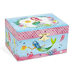 Jewelkeeper Mermaid Musical Jewelry Box, Underwater Design with Narwhal, Over the Waves Tune