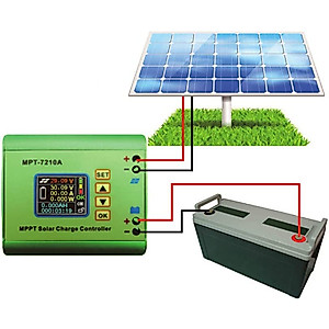 MPPT Solar Charge Controller, Solar Panel Regulator Charge Controller(100W-600W) Aluminum Alloy LCD Display Solar Controller MPT-7210A for Home Industry Boat Car