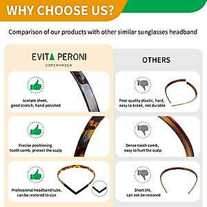 EVITA PERONI Hair Band for Eyewear, No Pressure, Non Slip Fashion Thin Headbands for Women - Tortoise - Hairband for Women's Hair