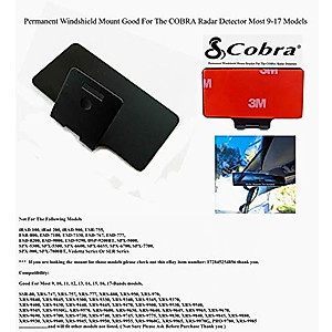 C3M Permanent Windshield Mount for Cobra Radar Detector Most 9-17 Model