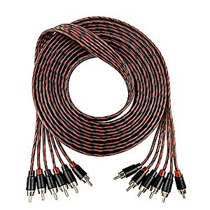 ALPHASONIK 17 Feet Premium 6 Channel Hyper-Flex RCA Interconnect Signal Patch Audio Cable with X-Radial Twist Wire Technology 100% Oxygen Free Copper Element Certified Multiple Applications FLEX-R66