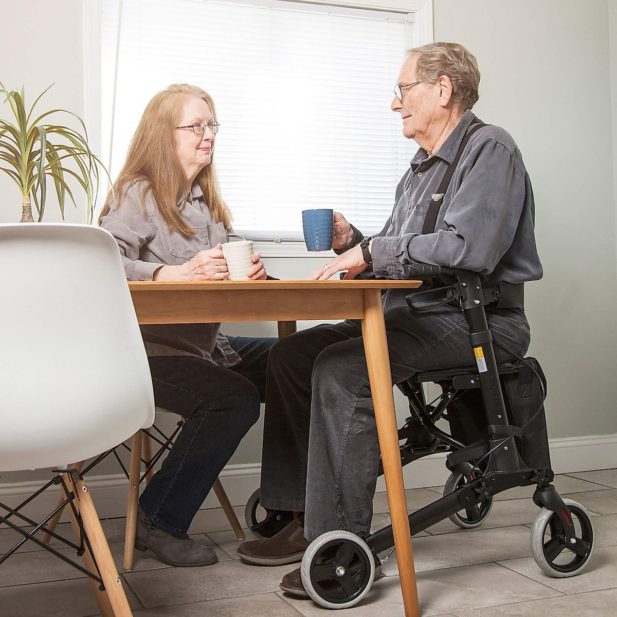 HealthSmart Walker Rollator with Seat and Backrest, Adjustable Handle Height, FSA HSA Eligible, Removable Storage Bag and a Durable Lightweight Frame That Folds While Supporting up to 300 pounds