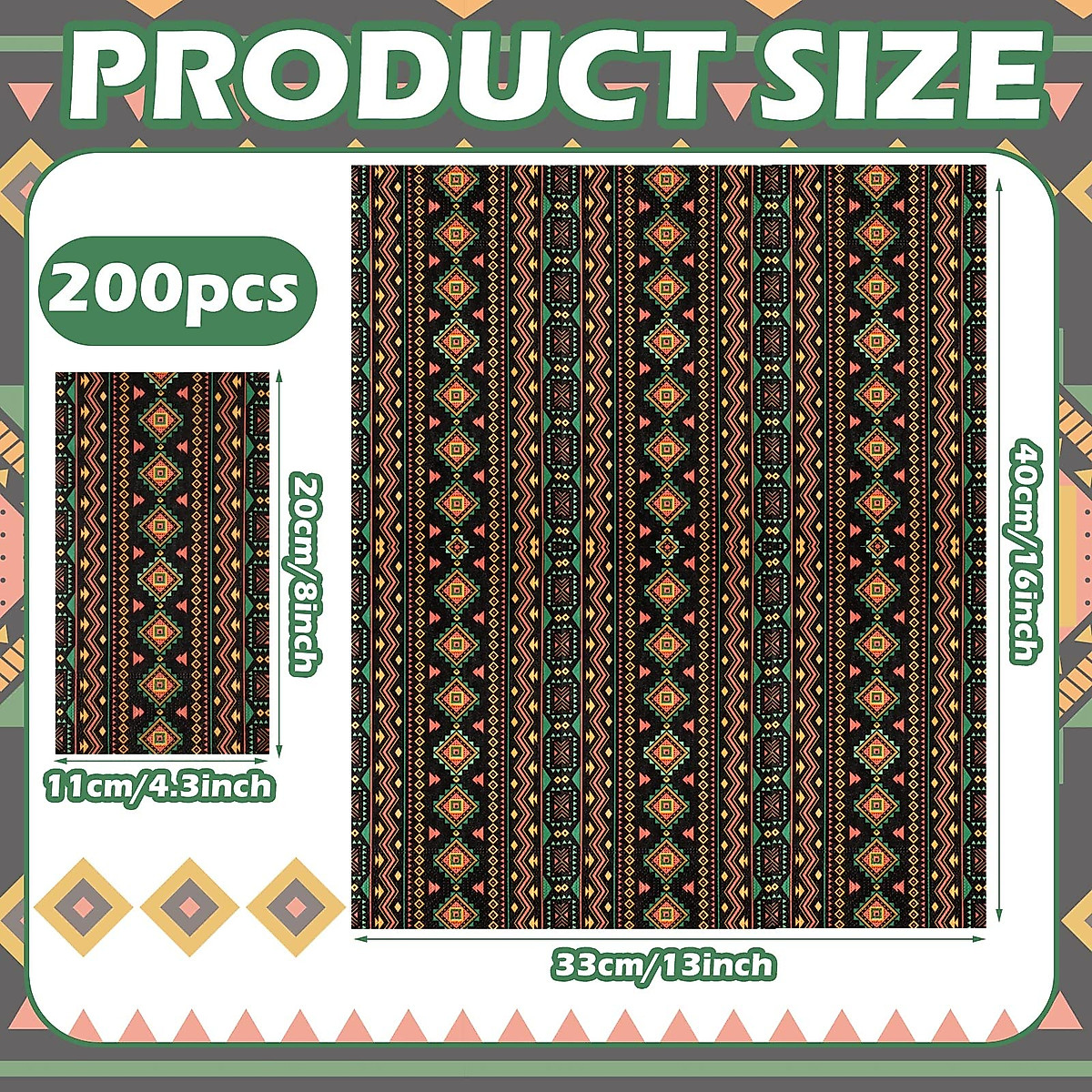 Kosiz 200 Pieces Disposable African Hand Towels African Guest Paper Towels Vintage Pattern Guests Paper Napkins Decorative Napkins for Bathroom Kitchen Room Birthday Graduation Holiday Party