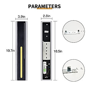 Wecssf Outdoor Wall Light 19.7in 12W Modern Light Fixture LED Black Wall Sconce Rectangular Acrylic Sconce Wall Lighting for Porch,Patio,Garage,Gardens